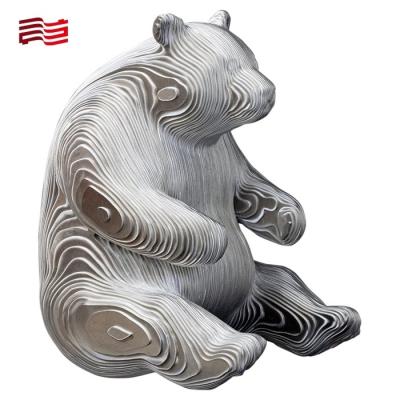 China Custom Color Life-size Bronze Animal Sculpture Hand-forged Stainless Steel Panda Statues for sale