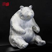China Custom Color Life-size Bronze Animal Sculpture Hand-forged Stainless Steel Panda Statues for sale