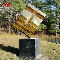 China Custom Color Stainless Steel Outdoor Sculpture Large Abstract 24kt Gold Plated CaELum for sale
