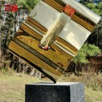 China Custom Color Stainless Steel Outdoor Sculpture Large Abstract 24kt Gold Plated CaELum for sale