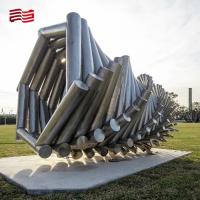 China Custom Printing Metal Sculpture Blue Stainless Steel Outdoor Winding Water Pipe Structure for sale