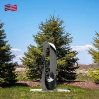 China Custom Print Method Metal Abstract Sculpture Polished Mirror Circle Outdoor Sculpture for sale