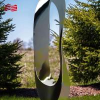 China Custom Print Method Metal Abstract Sculpture Polished Mirror Circle Outdoor Sculpture for sale