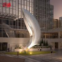 China Abstract Outdoor Decor Large Modern Stainless Steel Wing Sculpture with Customer Logo for sale