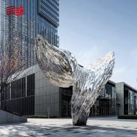 China Modernistic Style Large Stainless Steel Square Wing Sculpture with Custom Print Method for sale