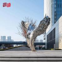 China Modernistic Style Large Stainless Steel Square Wing Sculpture with Custom Print Method for sale