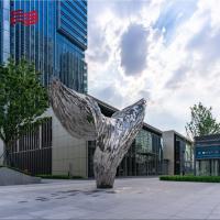 China Modernistic Style Large Stainless Steel Square Wing Sculpture with Custom Print Method for sale
