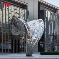 China Modernistic Style Large Stainless Steel Square Wing Sculpture with Custom Print Method for sale