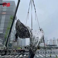 China Modernistic Style Large Stainless Steel Square Wing Sculpture with Custom Print Method for sale