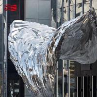 China Modernistic Style Large Stainless Steel Square Wing Sculpture with Custom Print Method for sale