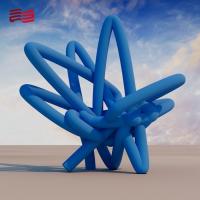 China Custom Blue Pipe Winding Complex Shape Metal Sculpture for Artistic Installation Theme for sale