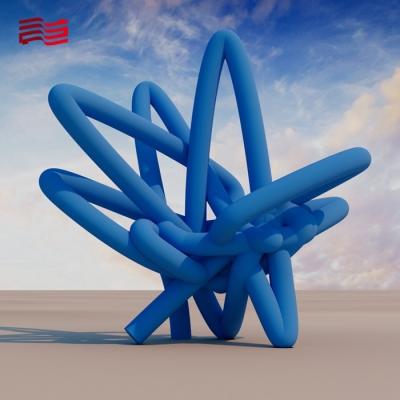 China Custom Blue Pipe Winding Complex Shape Metal Sculpture for Artistic Installation Theme for sale