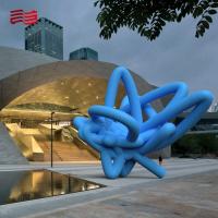 China Custom Blue Pipe Winding Complex Shape Metal Sculpture for Artistic Installation Theme for sale