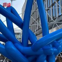 China Custom Blue Pipe Winding Complex Shape Metal Sculpture for Artistic Installation Theme for sale