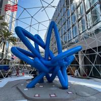 China Custom Blue Pipe Winding Complex Shape Metal Sculpture for Artistic Installation Theme for sale