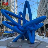 China Custom Blue Pipe Winding Complex Shape Metal Sculpture for Artistic Installation Theme for sale