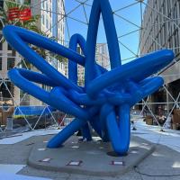 China Custom Blue Pipe Winding Complex Shape Metal Sculpture for Artistic Installation Theme for sale