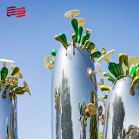 China Lotus outdoor metal sculpture park landscape sculpture square sculpture stainless steel mirror process for sale