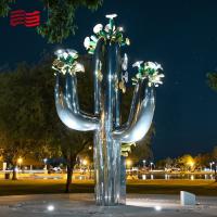 China Lotus outdoor metal sculpture park landscape sculpture square sculpture stainless steel mirror process for sale