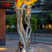 China Lotus outdoor metal sculpture park landscape sculpture square sculpture stainless steel mirror process for sale