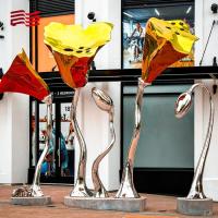 China Lotus outdoor metal sculpture park landscape sculpture square sculpture stainless steel mirror process for sale