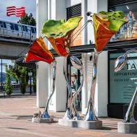 China Lotus outdoor metal sculpture park landscape sculpture square sculpture stainless steel mirror process for sale