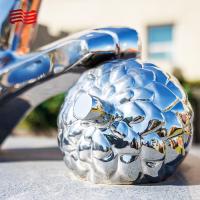 China Squirrel conductor outdoor metal sculpture park landscape sculpture square sculpture stainless steel mirror process for sale