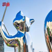 China Squirrel conductor outdoor metal sculpture park landscape sculpture square sculpture stainless steel mirror process for sale
