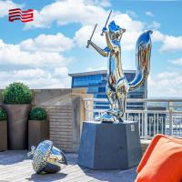 China Squirrel conductor outdoor metal sculpture park landscape sculpture square sculpture stainless steel mirror process for sale