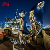 China Squirrel conductor outdoor metal sculpture park landscape sculpture square sculpture stainless steel mirror process for sale