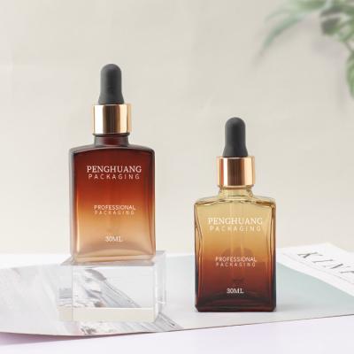 China Rectangle Serum Glass Dropper Bottles For Essential Oil Perfume 1.01oz for sale