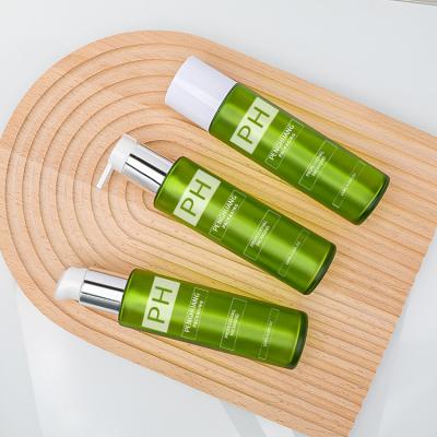 China Screw Cap 120ml Glass Emulsion Lotion Pump Bottle For Facial Care Moisture Glass Container for sale