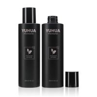 China Black Silk Screen Printing Plastic Packaging Bottles Cylinder Shape With Cap 200ml for sale