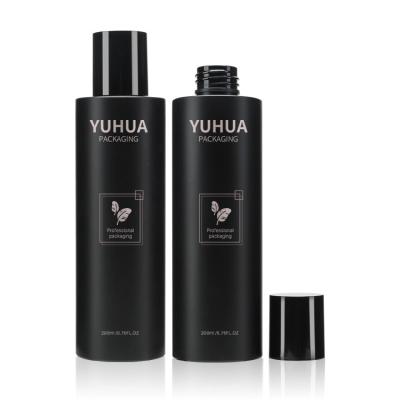 China Black Silk Screen Printing Plastic Packaging Bottles Cylinder Shape With Cap 200ml for sale