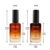 China 30ml Glass Foundation Bottle Gold Lotion Pump Square Skin Care Packaging for sale