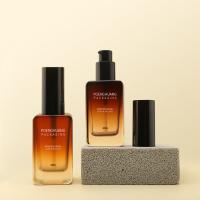 China 30ml Glass Foundation Bottle Gold Lotion Pump Square Skin Care Packaging for sale