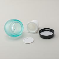 China Luxury Custom Frosted Glass Cream Jar Blue 30g 50g 120g Facial Cream Container With Cap for sale