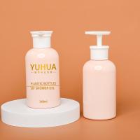 China 360ml Plastic Packaging Bottles Pink Color With Hot Stamping Lotion Pump for sale