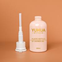 China 360ml Plastic Packaging Bottles Pink Color With Hot Stamping Lotion Pump for sale