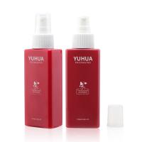 China 100ml Plastic spray Bottle Square Shape Red With White Spray Pump for sale