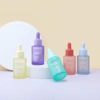 China Frosted Colorful Glass Serum Bottle Cosmetic Packaging Glass Essential Oil Dropper Bottles 30ml for sale