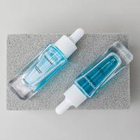 China 30ml Square Essence Oil Serum Dropper Bottles Clear Glass Body Skincare Packing for sale