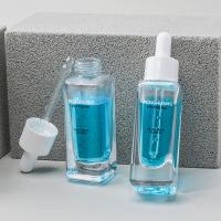 China 30ml Square Essence Oil Serum Dropper Bottles Clear Glass Body Skincare Packing for sale