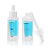China 30ml Square Essence Oil Serum Dropper Bottles Clear Glass Body Skincare Packing for sale