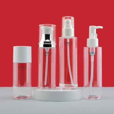 China 100ml 130ml 150ml Plastic Lotion Bottle Frosted Transparent Cylinder Round Bottle With Pump for sale
