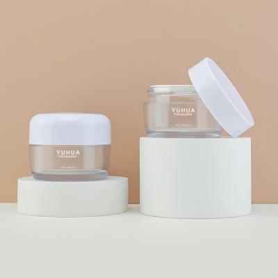 China Childproof Plastic Packaging Jars 30g Clear Petg Cosmetic Jar With Screw Cap for sale