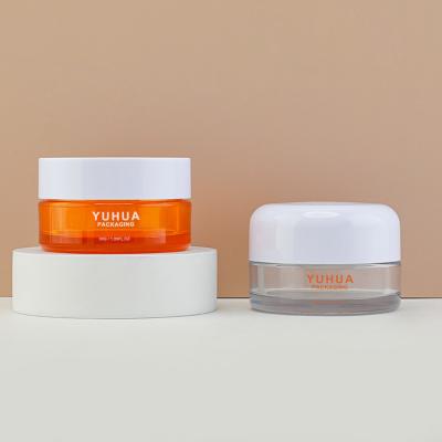 China Orange PET Plastic Jar Color Round Flat Cap Cream Lotion Packaging 30g for sale