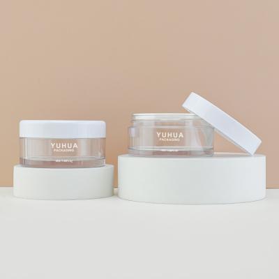 China 45g Oblate Shape Thick Wall PET Jar With White Plastic Cap Cream Lotion Packaging for sale