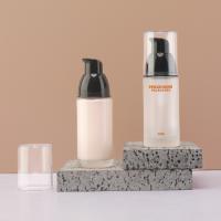 China Cylinder Glass Lotion Pump Bottles 30ml Clear Empty Liquid Foundation Containers for sale