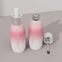 China 30ml Clear Pink Glass Serum Dropper Bottles Round Shape Screen Printing for sale